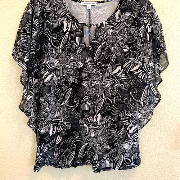 Notations | Tops | Notations Blouse Floral Pattern Sheer Overlay Medium ...